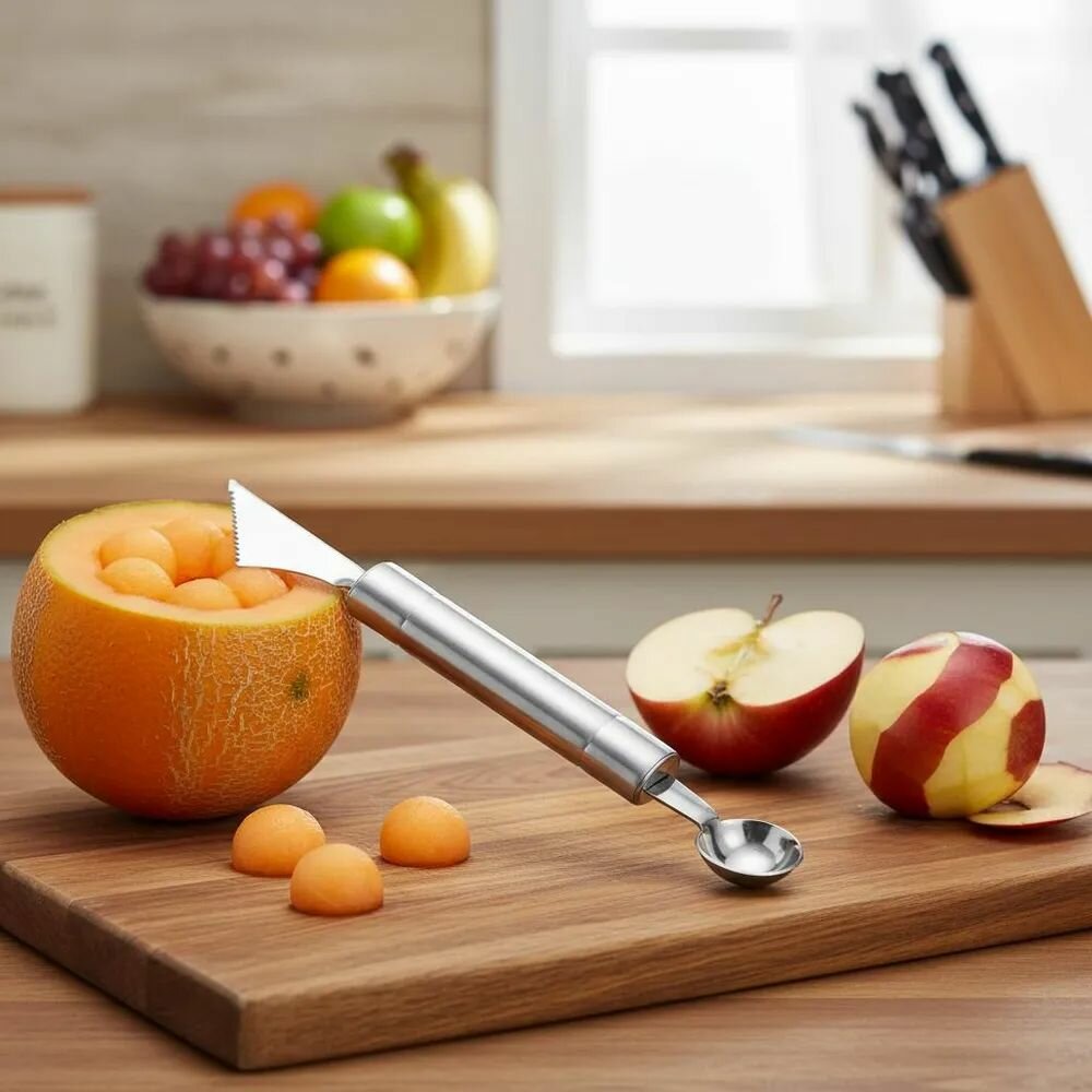 2 шт. Нержавеющая стальная ложка, многофункциональный инструмент для вырезания фруктов для дома