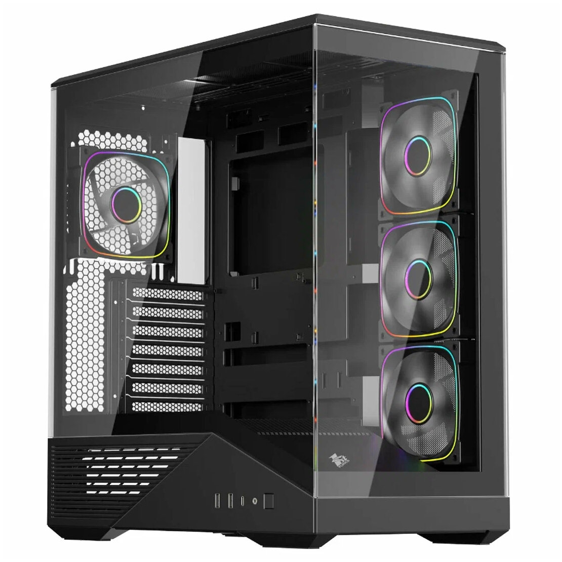 Корпус 1STPLAYER GM7 ARGB ATX без БП (GM7-BK-3FN7R-1FN7) Midi-Tower, черный