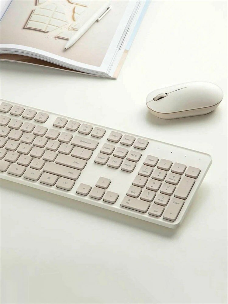 Xiaomi Беспроводная клавиатура Xiaomi Wireless keyboard and Mouse Set 2 WXJS02YM BHR8409CN Русско-Английская раскладка кремовый