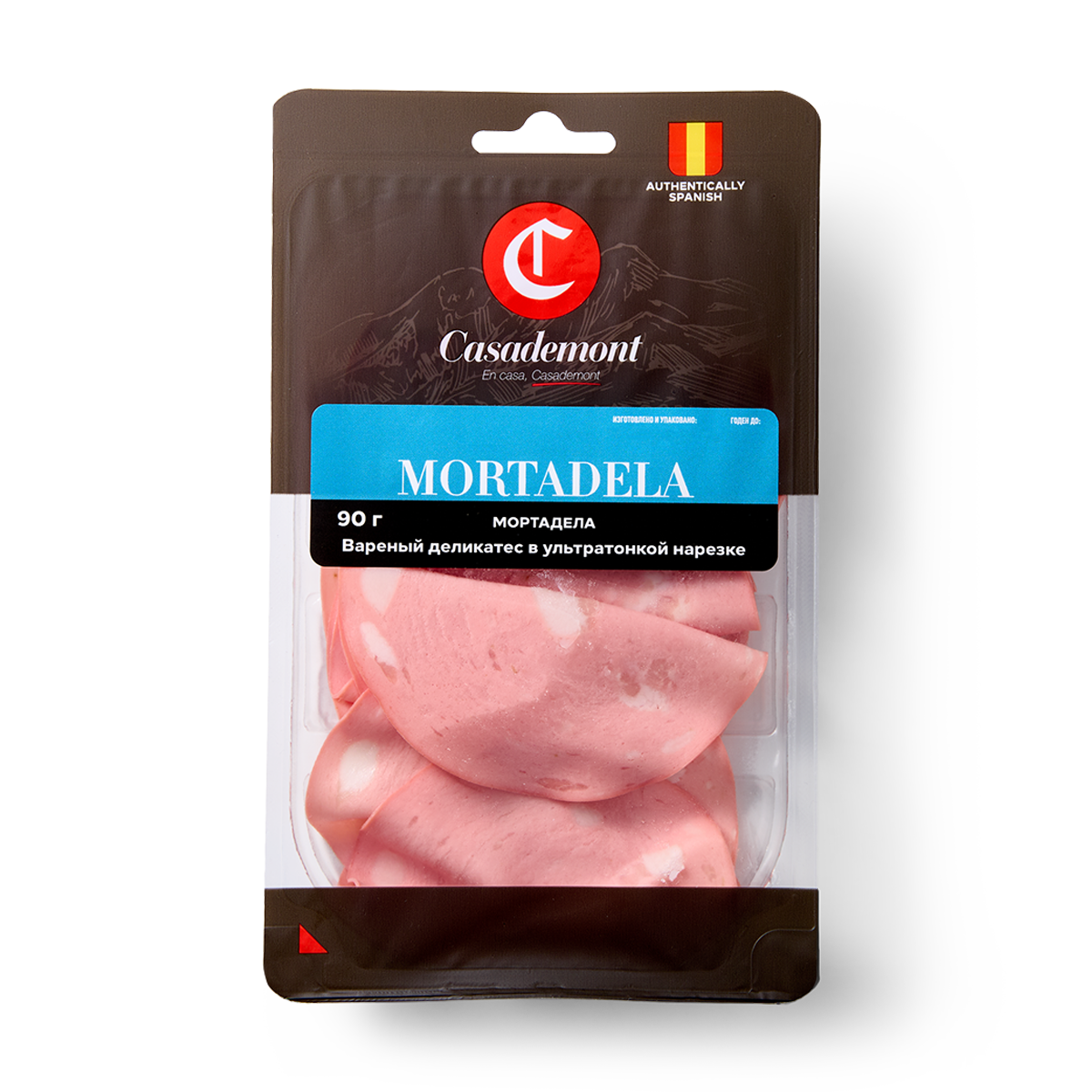 Вареная колбаса Mortadela Casademont, нарезка, свинина/говядина, 90 г