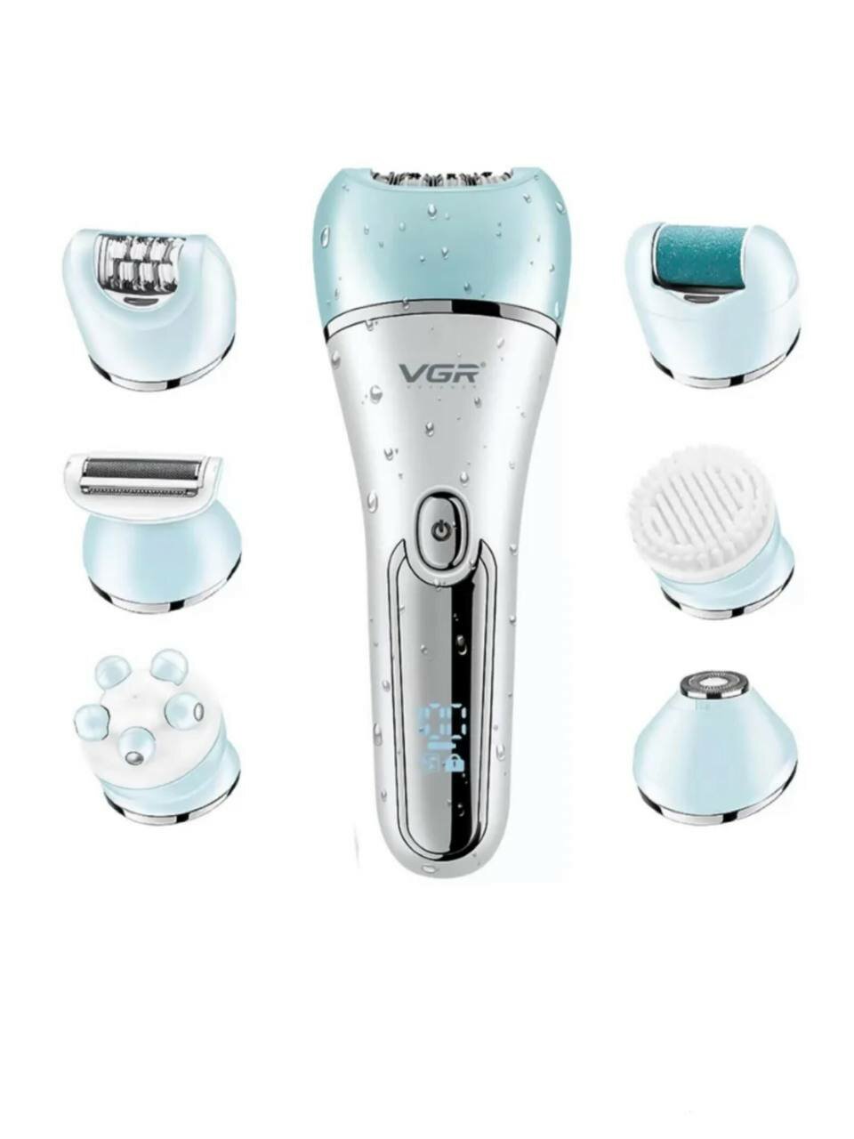 Эпилятор VGR V-733 6в1, с массажем, для тела, лица и зоны бикини, встроенный аккумулятор