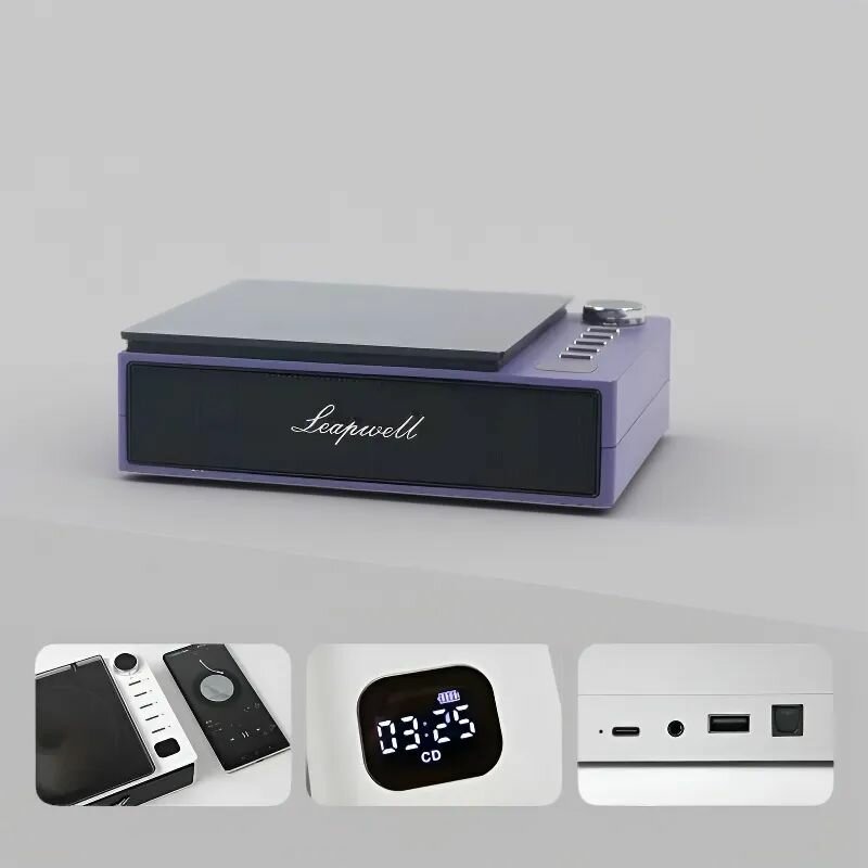 Leapwell HiFi CD-плеер, двухсторонний bluetooth-колонка, FM-радиоприемник, MP3-плеер, пульт дистанц встроенная батарейка