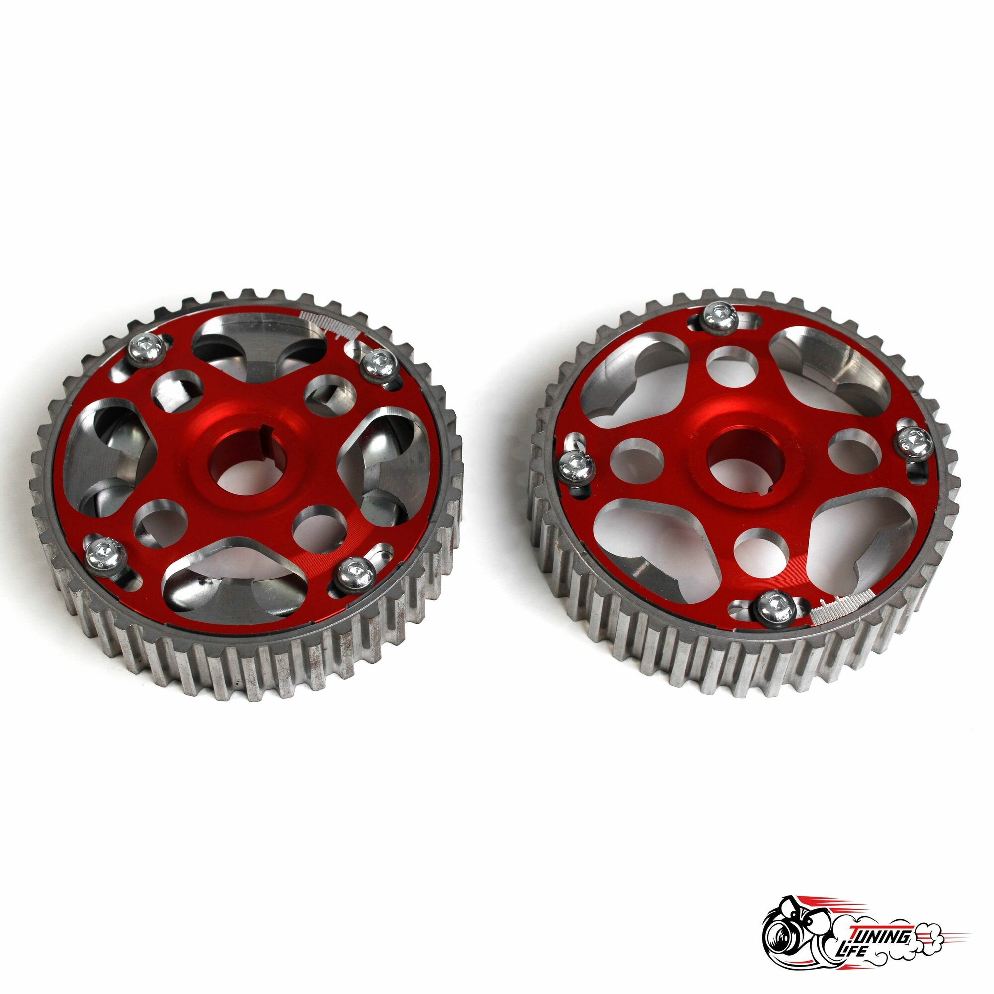 Шестерни разрезные ВАЗ 2170 16V (ал. ступица) спорт с маркерным диском, красные