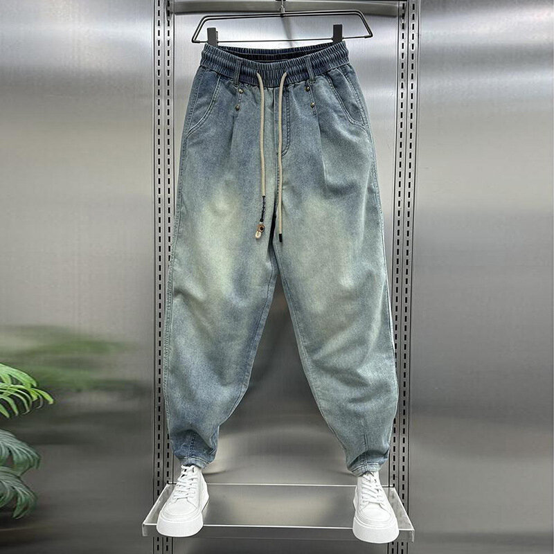 MON Унисекс Джинсы Американские Крест Вышивка Свободные Широкие Кэжуал Деним, Размер_L