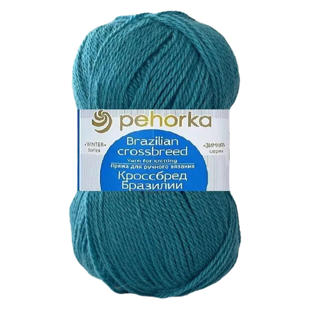 Пряжа для вязания Пехорка Кроссбред Бразилии 354 светлая лагуна 100 гр/500 м 50% мериносовая шерсть, 50% акрил