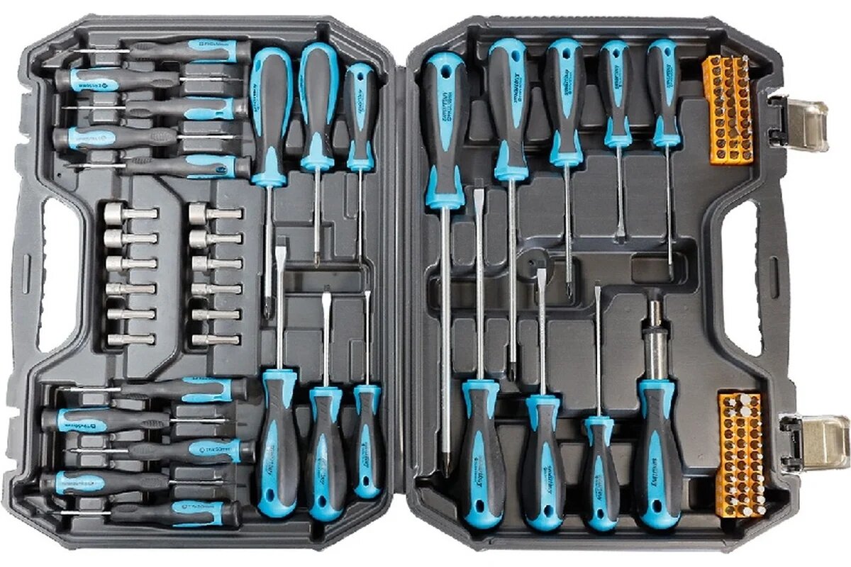 Набор отверток и головок Smartbuy реверс, PH, PZ, SL, Torx, HEX, S, 4-12 мм, Cr-V, 100 штук SBT-SCN-100P1