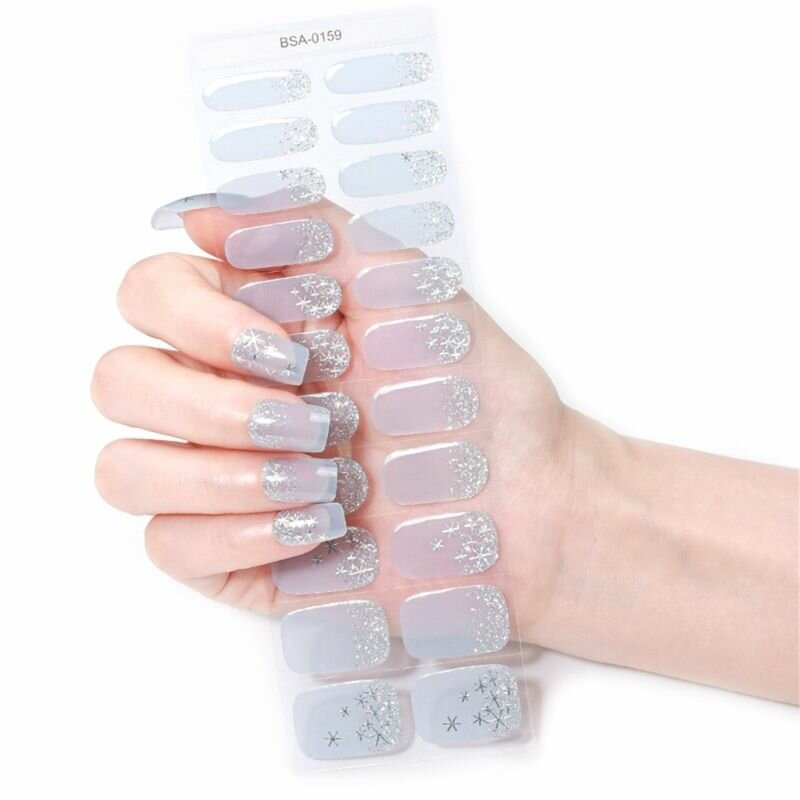 Наклейка для ногтей с пленкой френча на 22 пальца, полностью отвержденная лака-59