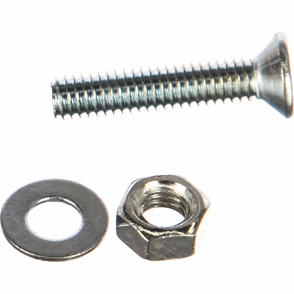 Винт Tech-Krep/Zitar DIN965 с потайной головкой, оцинкованный M4х20 + гайка + шайба 20 шт - пакет Tec 114059