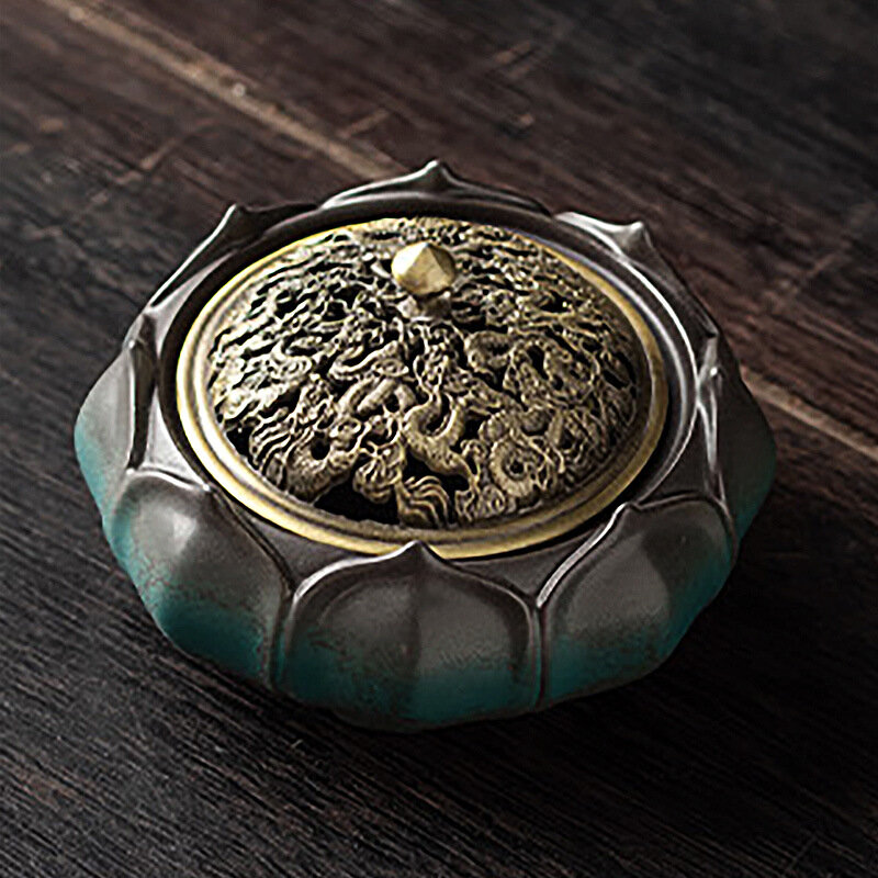 Ароматерапевтический обжигатель, керамический лотос, спиральный обжигатель благовоний, домашний культ, сандаловое дерево, агаровое дерево, репеллент от комаров, контроль запахов, креативное внутреннее украшение