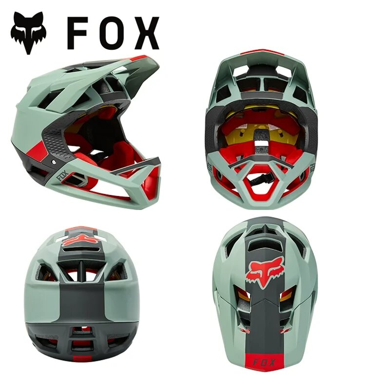 FOX RACING Proframe Pro-Grade полнолицевой шлем дышащий MTB шлем для верховой езды MIPS и магнитная пряжка для XC Trail Adventure XL, Light Green Black