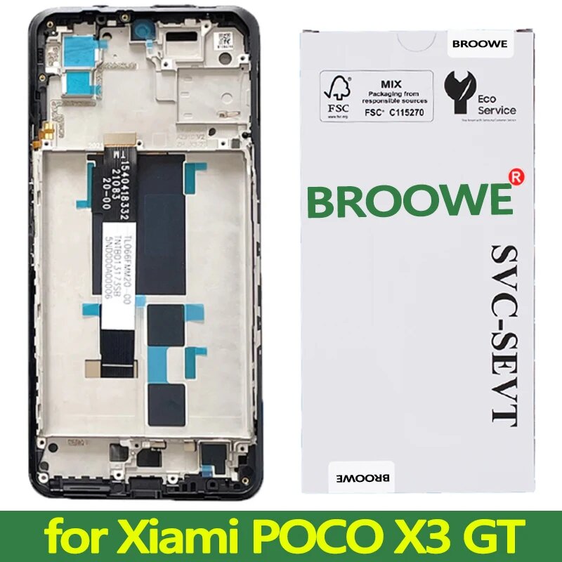 6,6-дюймовый новый оригинальный дисплей для Xiaomi POCO X3 GT, ЖК-дисплей Black With Frame
