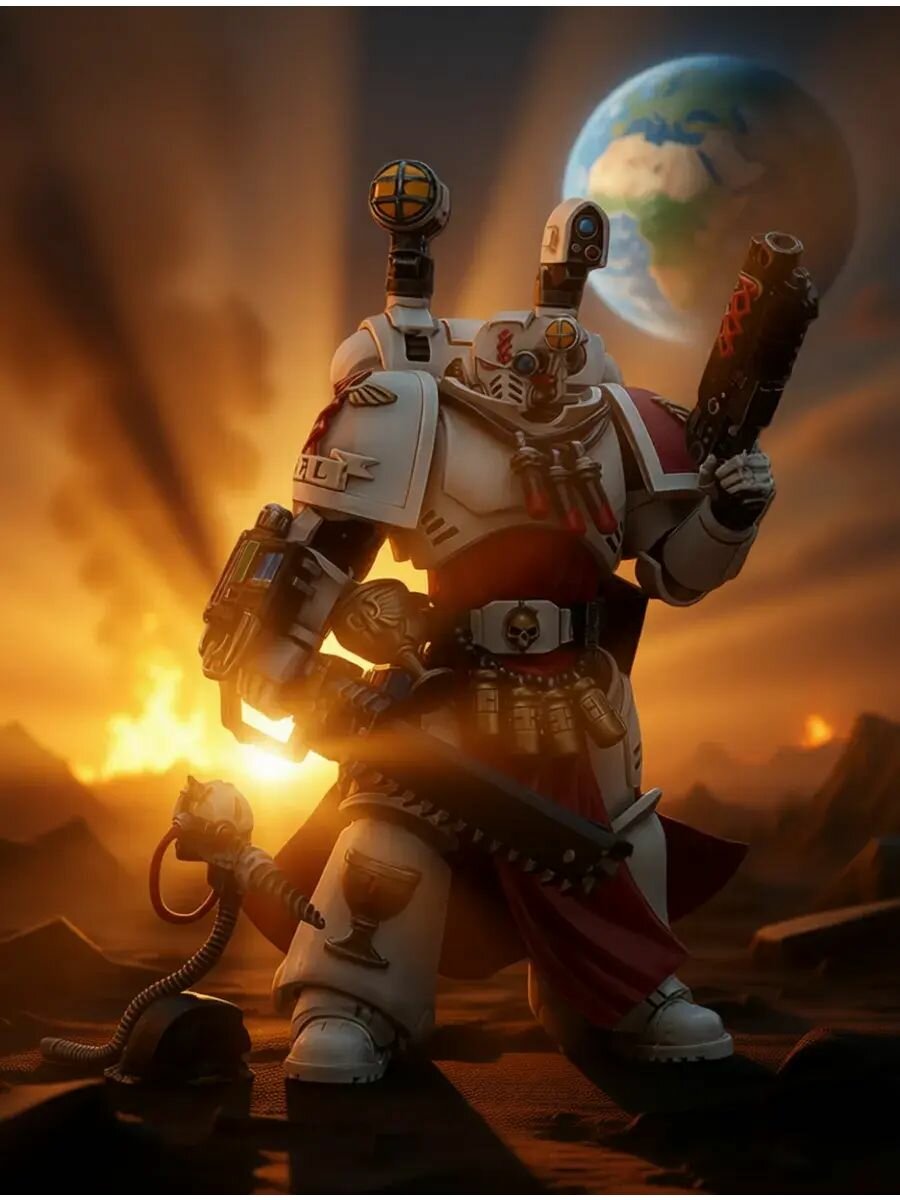 Фигурка JOYTOY Warhammer 40k Blood Angels Sanguinary priest chainsword