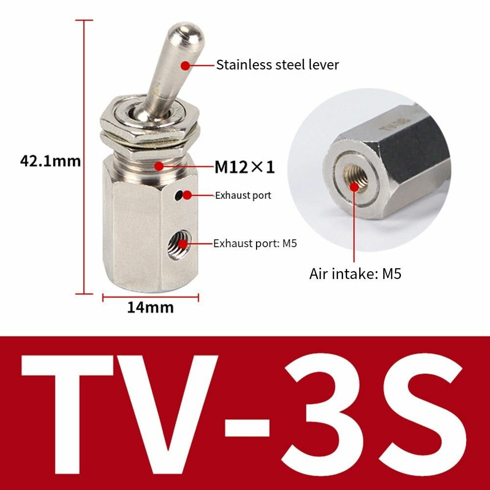 2-Позиционный 3-Ходовой Механический Воздушный Пневматический клапан TV-3S Ручной Рычажный Кнопочный клапан