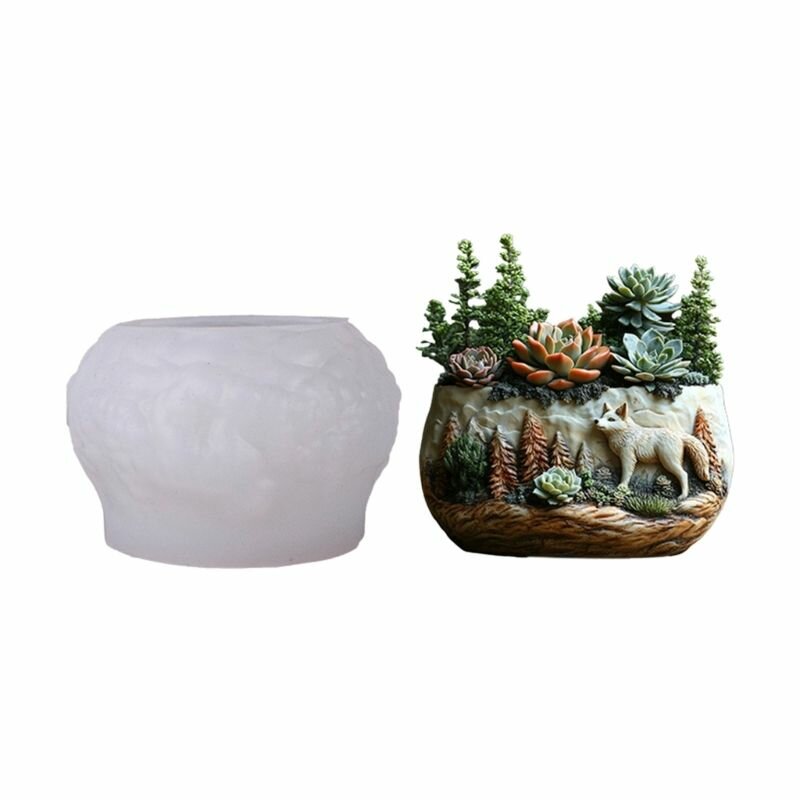 Силиконовая форма волка с детализированным дизайном для изготовления украшений из смолы и декоративных кашпо