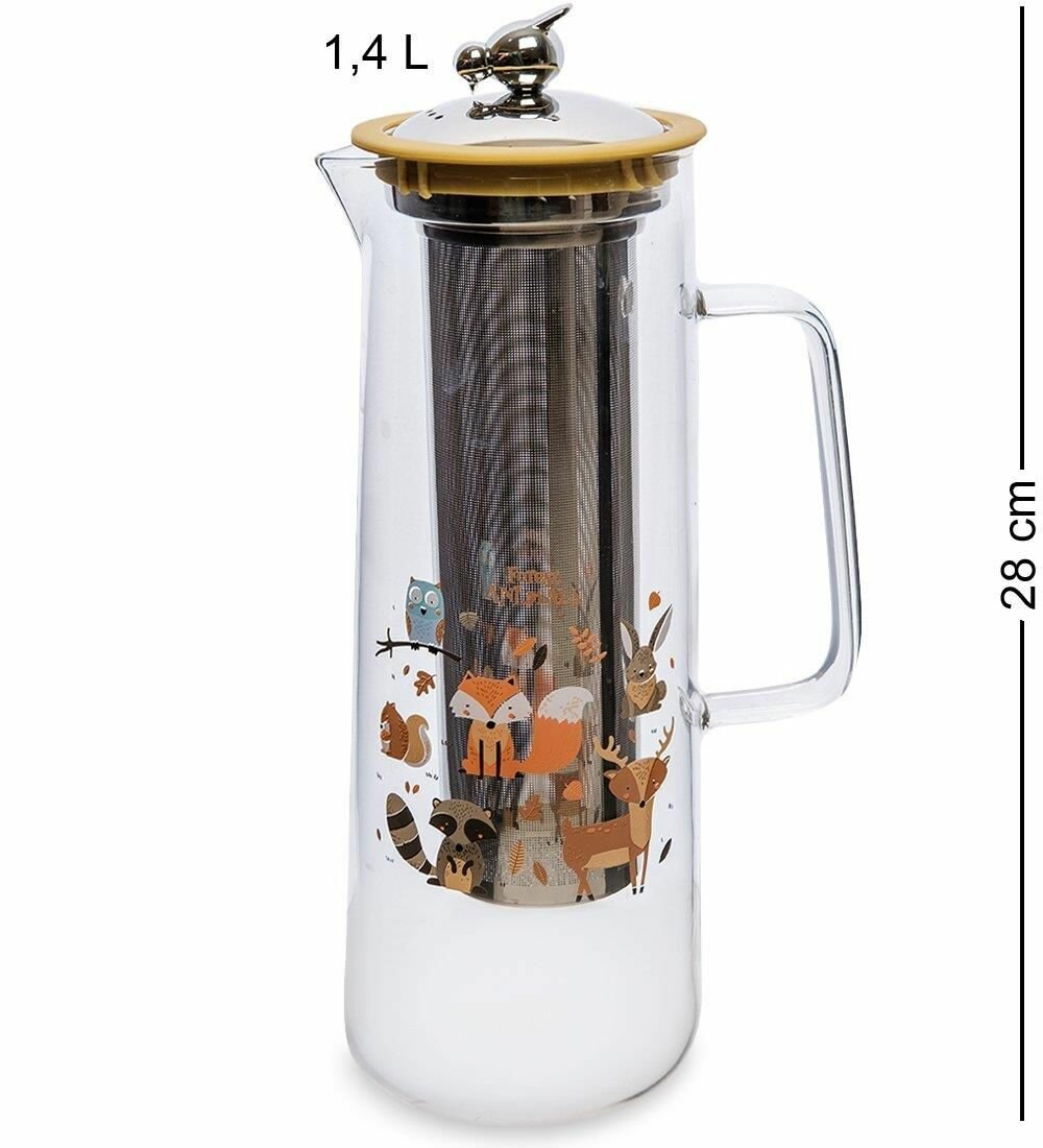 Кофейник Лесные жители 1,4л A2138104 разностор, Стекло