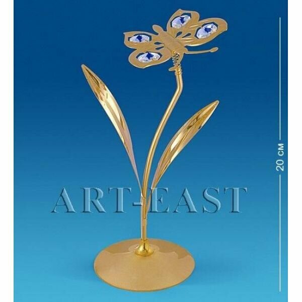 Фигурка Бабочка на цветке 20 см. A4922 Crystal Temptations, Металл, кристалл