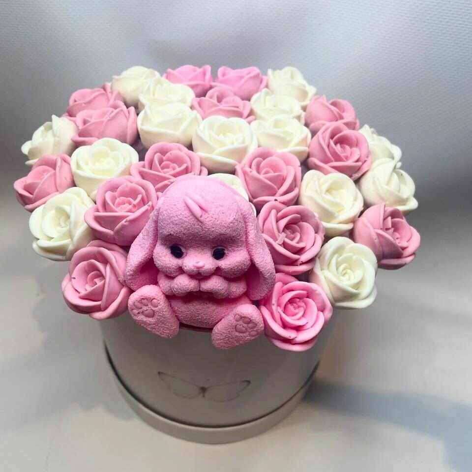 ShokoTrendy Сладкий букет из конфет шоколадные розы 29 шт с зайкой