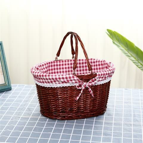 Плетеная корзина для пикника, корзина для сбора, корзина для хранения, корзина для покупок, бамбуковая корзина, подарочная корзина, ивовая корзина для фруктов, ручная корзина, продуктовая корзина