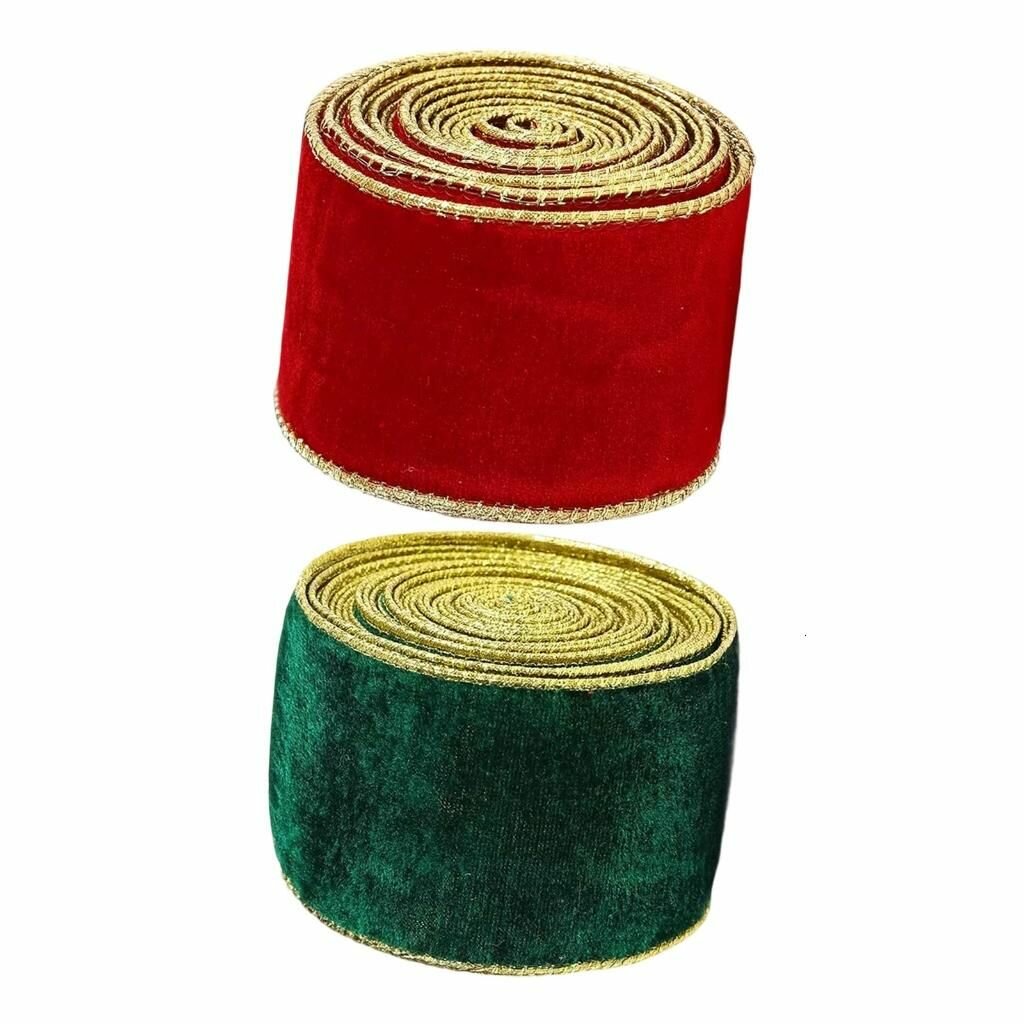 Золотая лента с птицами для декора, Зеленый и красный