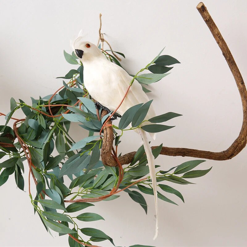 Искусственные птицы из пенопласта и перьев 25CM, White Parrot