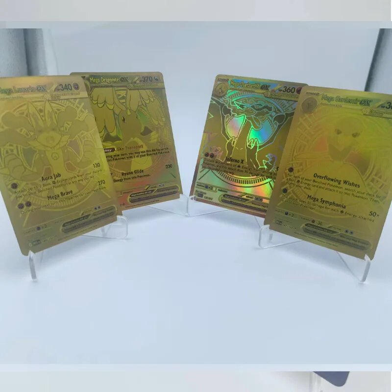 Keeppley Pokemon English Version Mega Gardevoir Ex Mega Lucario Ex Mega Dragonite Mega Charizard X Inferno X Anime Game Cards EN-M-4PCS-1