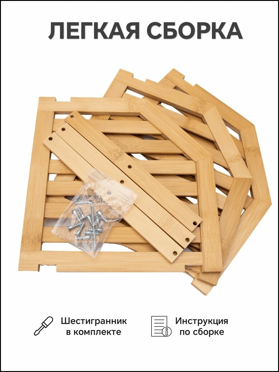 Угловая трехэтажная бамбуковая этажерка для посуды, настольная сушилка для тарелок и мисок на кухню — фото 1