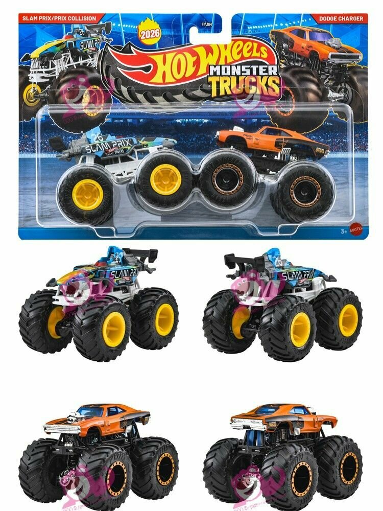 Машинка Mattel Hot Wheels Monster Trucks Slam Prix Vs Dodge Charger Vehicles