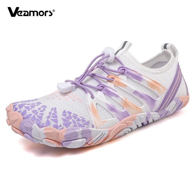 Быстросохнущие аквашузы для мужчин и женщин - дышащие нескользящие 41, Фиолетовый, A081 White Purple