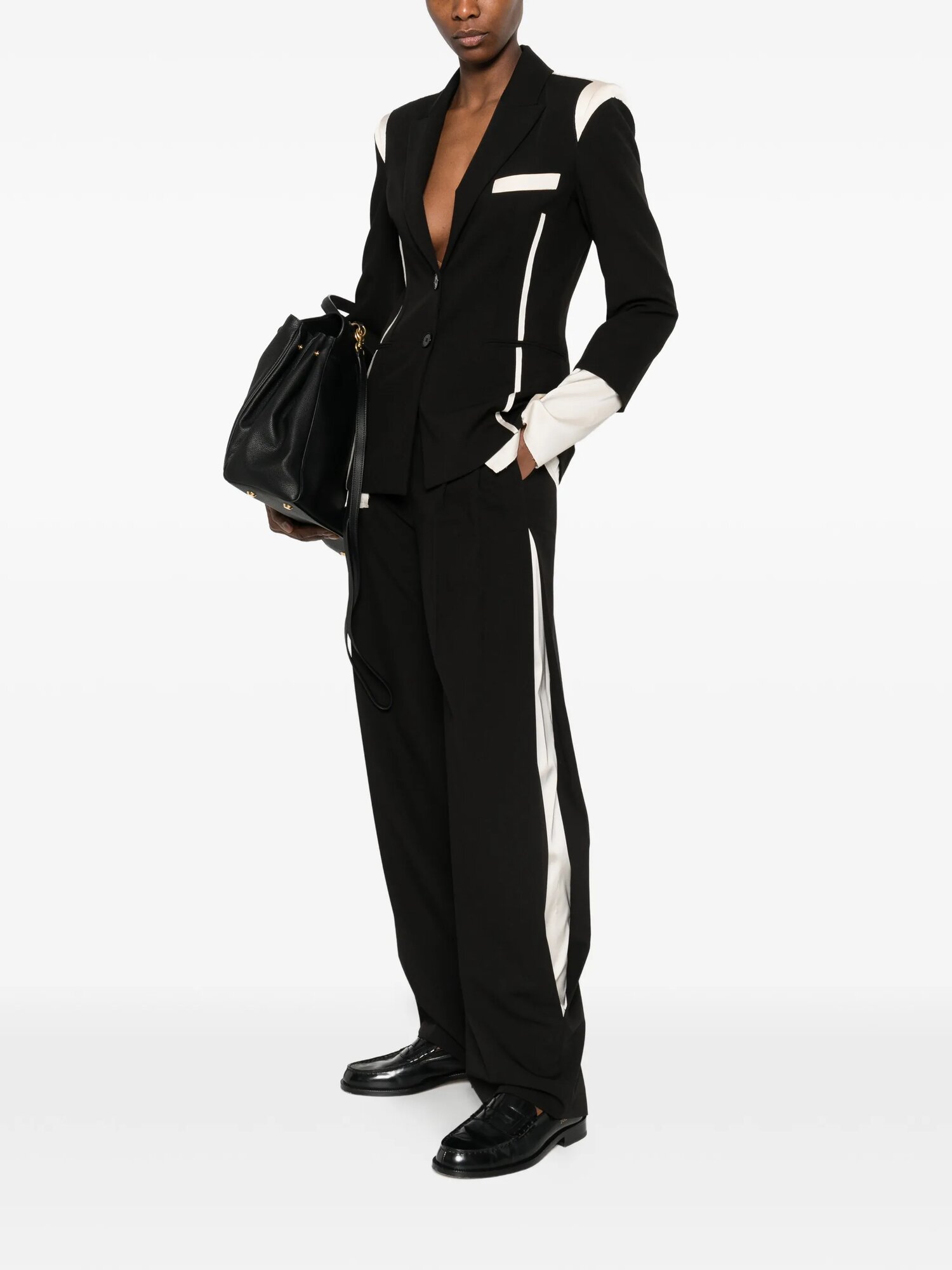Брюки PATRIZIA PEPE Strap wide trousers, размер 40 — фото 1