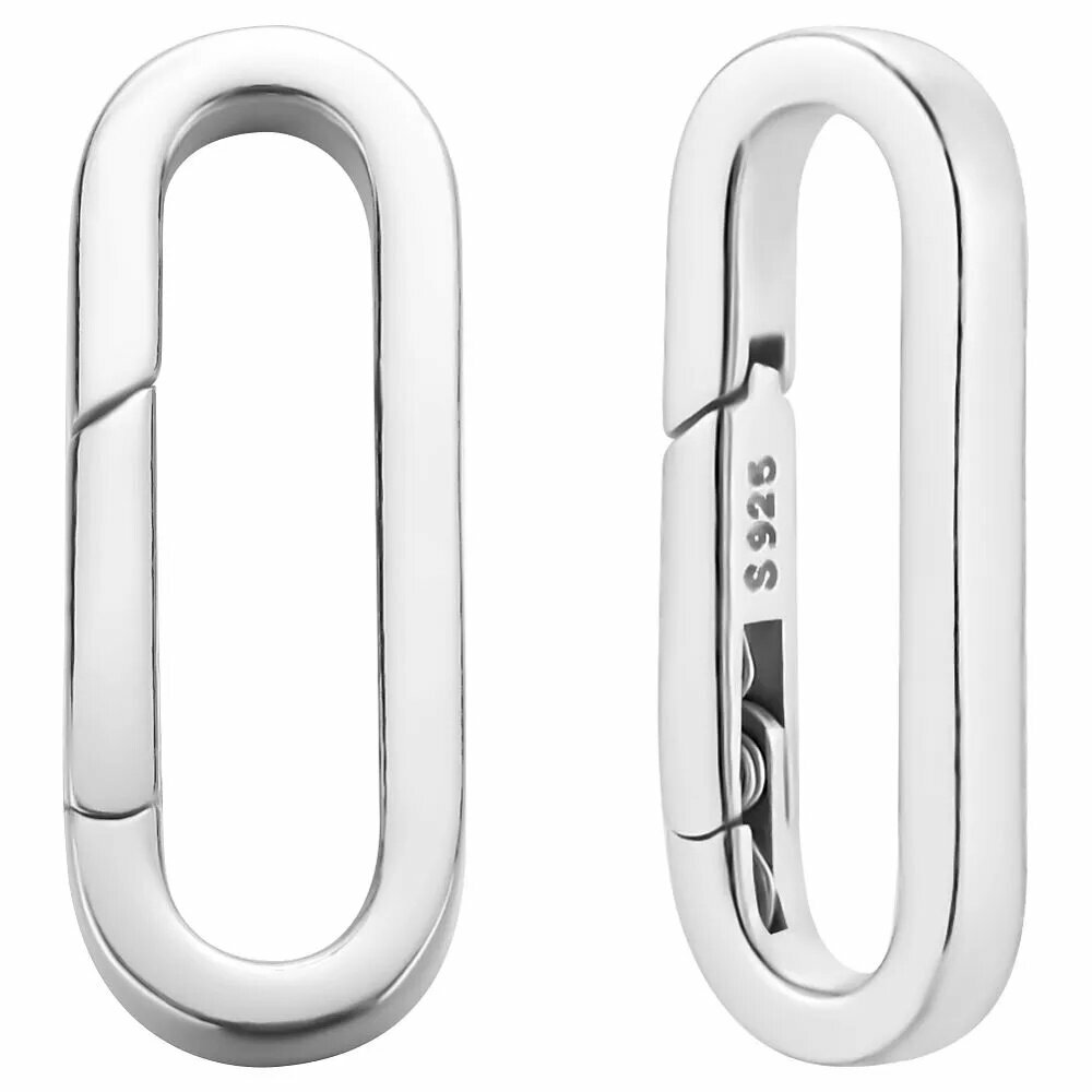 1 коробка овальных колец Gate Rings с круглыми пружинными застежками-крючками из стерлингового серебра 925 пробы