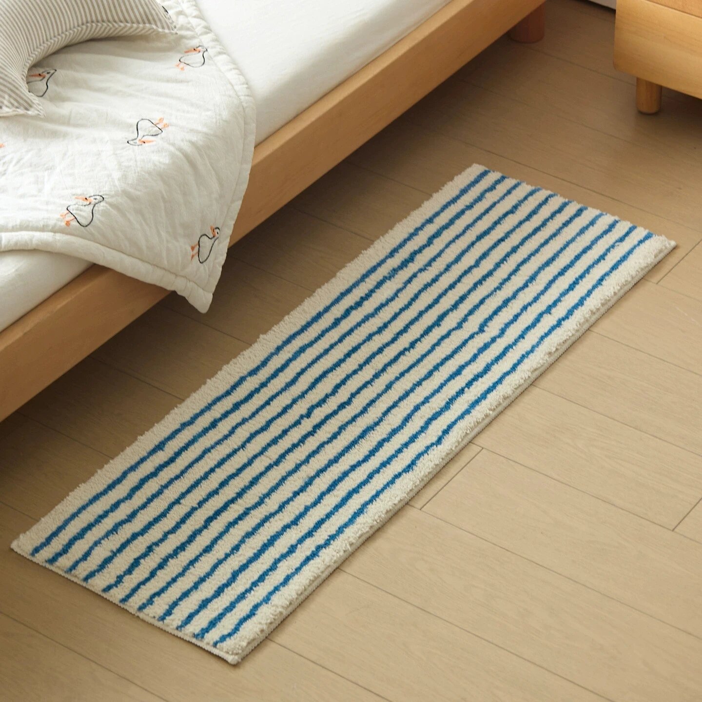 Полосатый коврик для ванной из полиэстера Голубой, 40x120cm, Синий