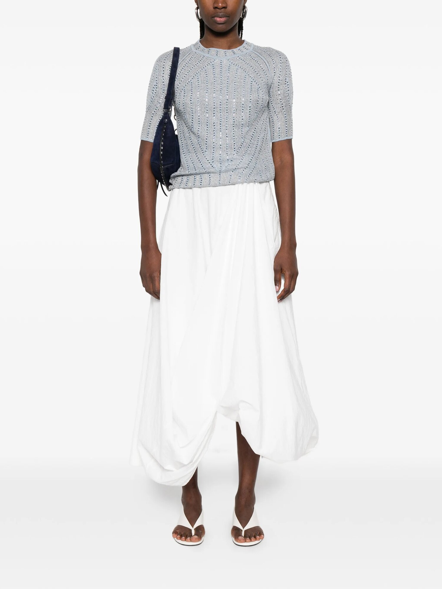 Футболка Ermanno Scervino Openwork T-shirt, размер S, blue — фото 1