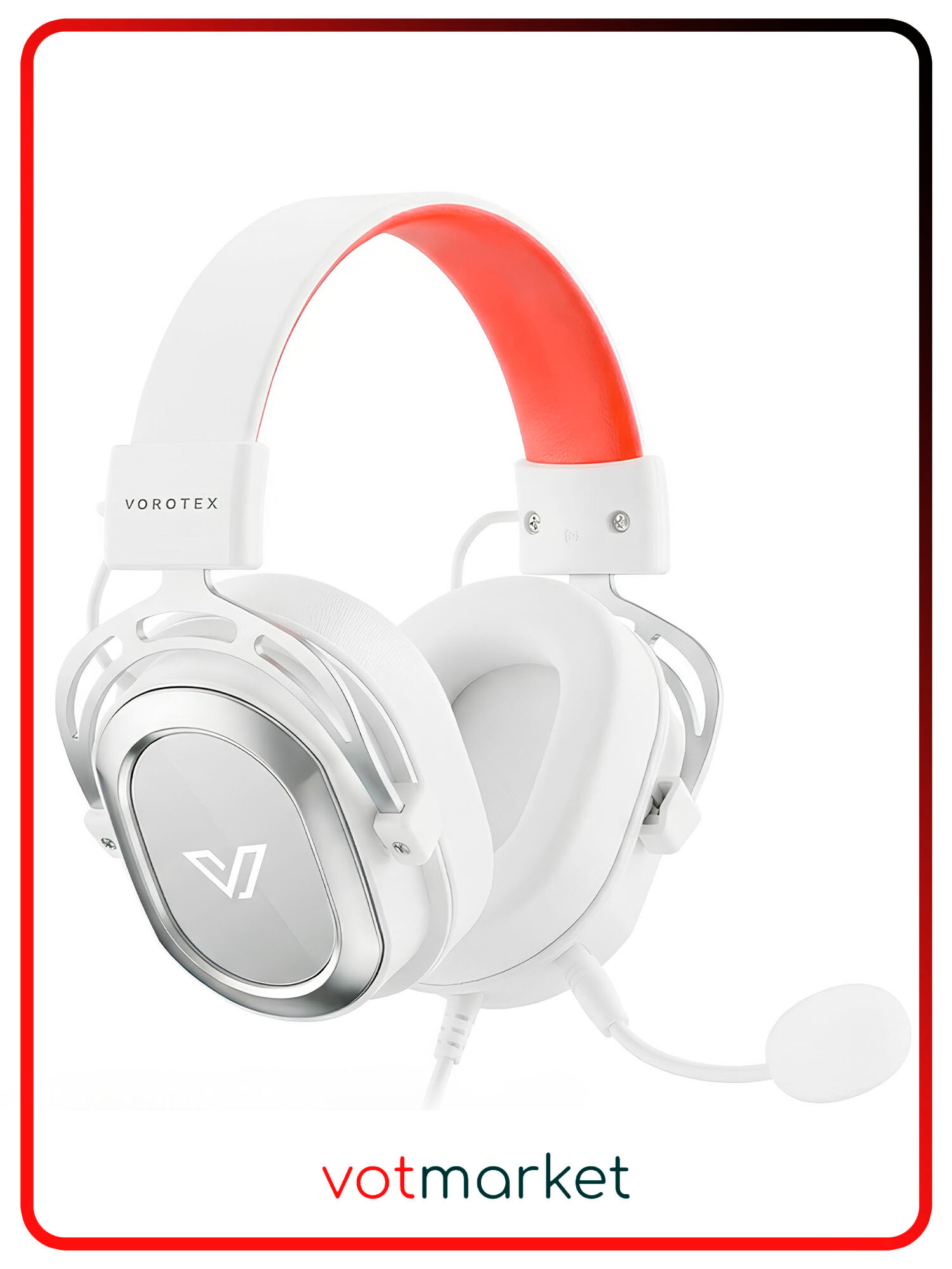 Игровая гарнитура VOROTEX V2008D-W, проводные, микрофон, 50мм, белый