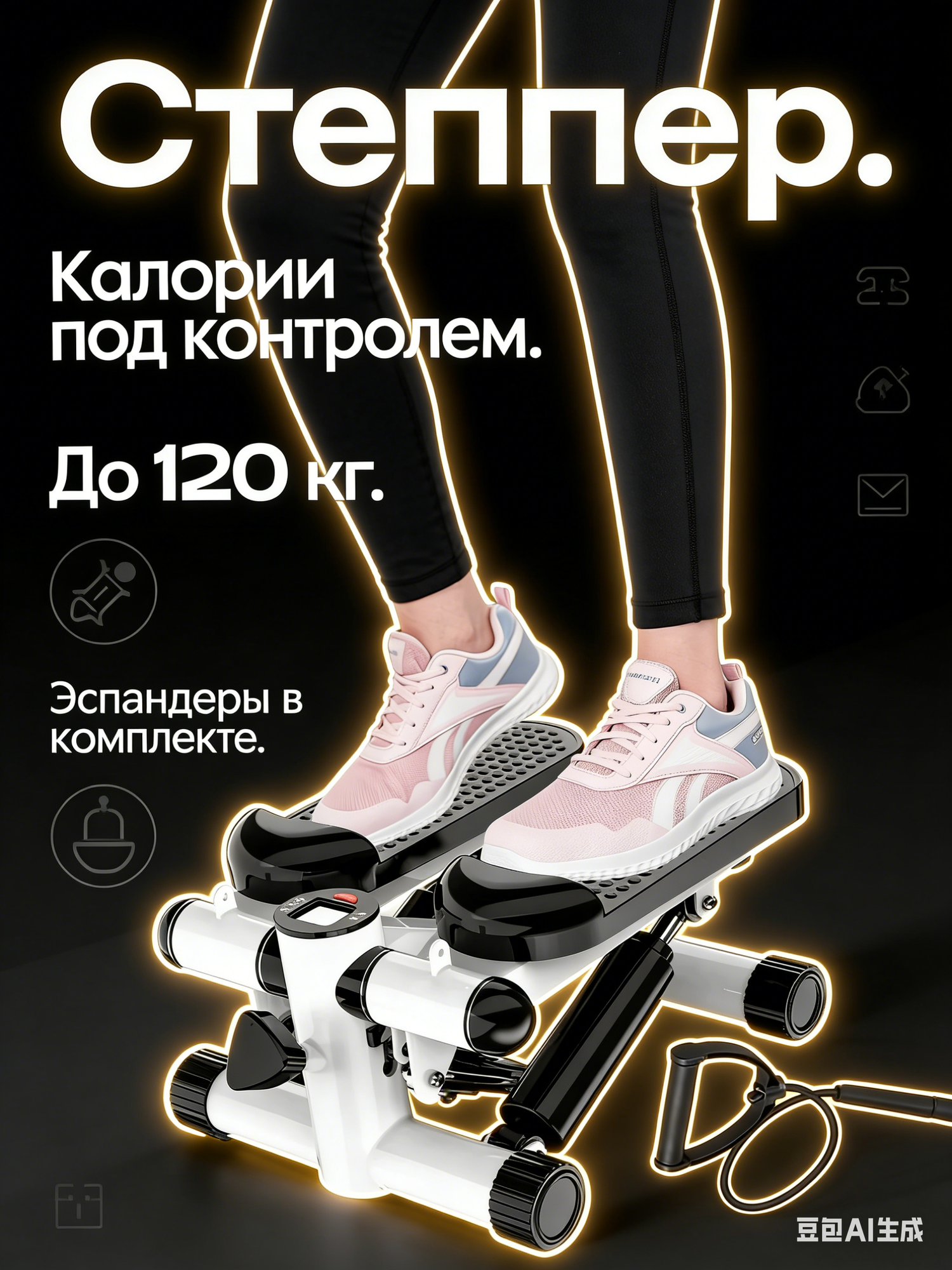 Степпер с эспандерами тренажер для дома Мини тренажер для похудения, для ходьбы, для ног и ягодиц