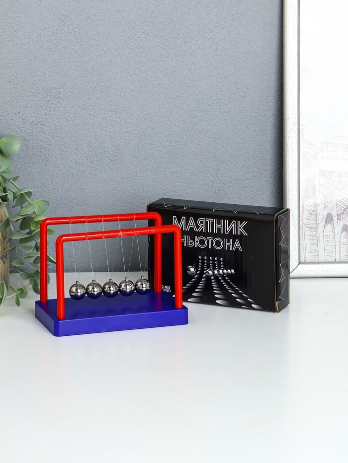 Маятник настольный антистресс Шары Ньютона, сине-красный, 8×13×9.5 см