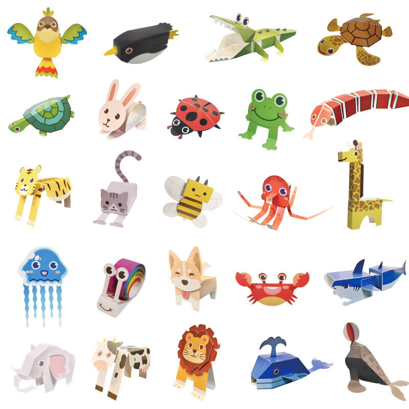 2026 Новейшая детская 3D динамическая ручная DIY оригами книга, потрясающий пазл, прыгающая бумажная модель игрушки