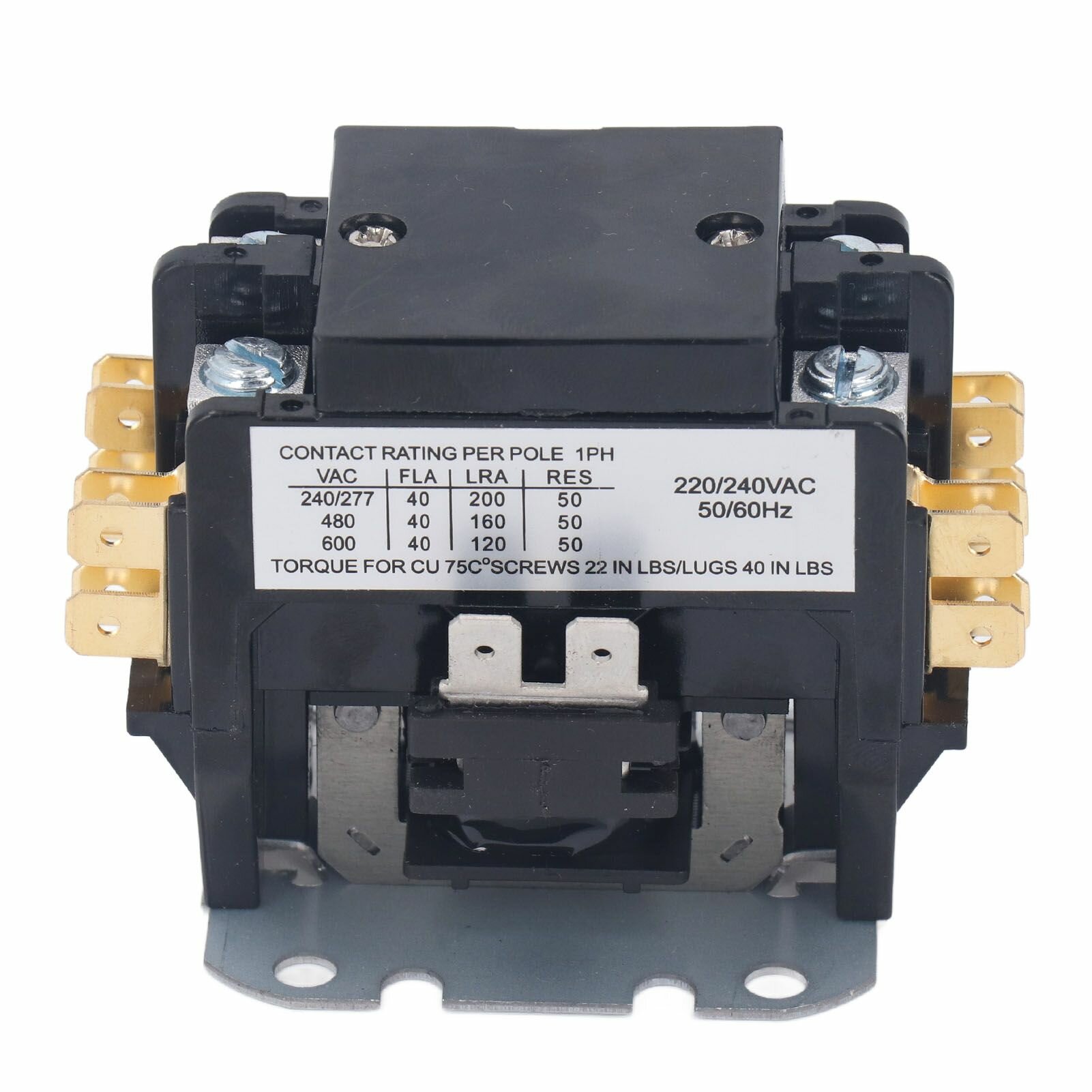 Контактор кондиционера 40A 2-полюсный, серебряный сплав, медная катушка, для компрессора/конденсатора, 220V
