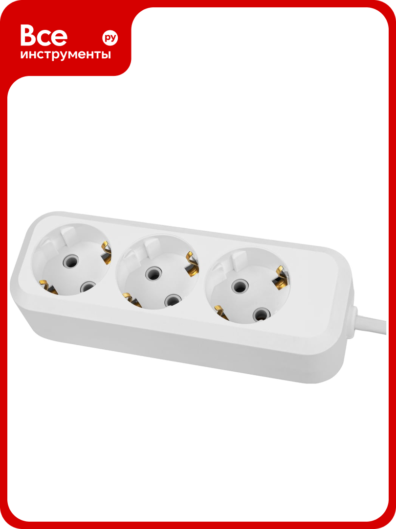 Удлинитель сетевой TDM ELECTRIC 3 розетки, 5 метров, с заземлением, 16 А, белый 3500 Вт, для вашего дома или офиса