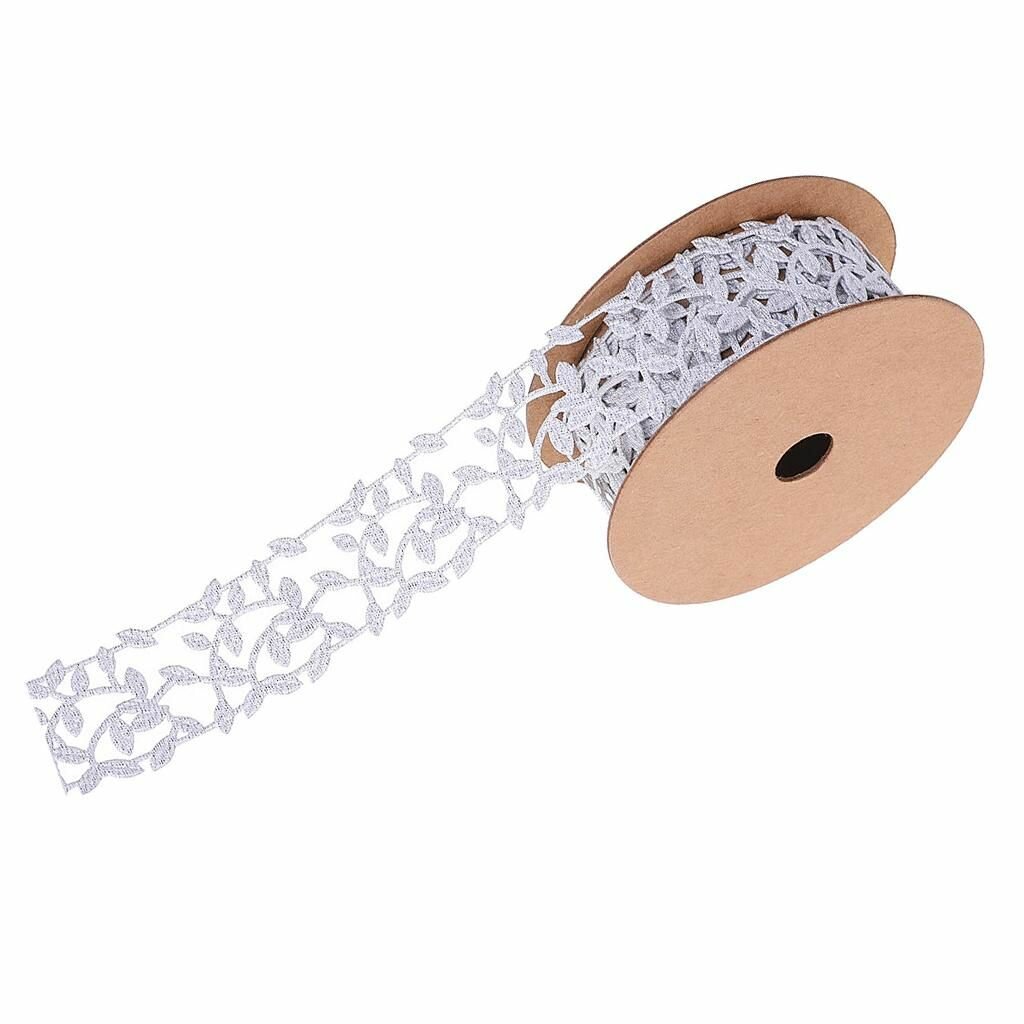 Декоративная серебристая лента с полым узором из листьев, 1 метр, шириной 30 мм, для упаковки подарков и рукоделия