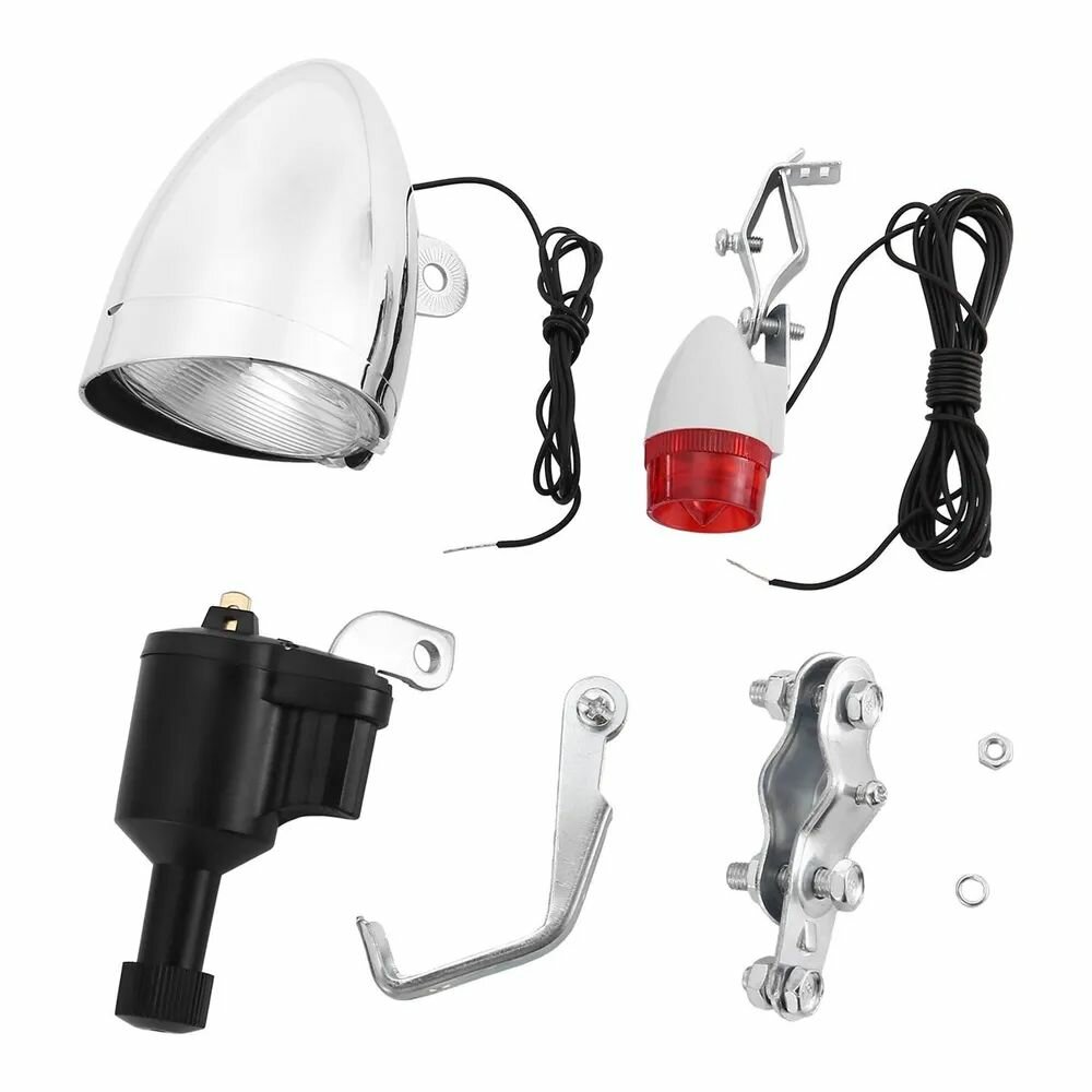 Велосипедный фонарь с электроприводом, фрикционный динамо-генератор, головка, задний фонарь