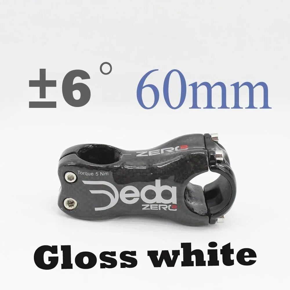 Полностью карбоновый вынос DEDA Zero 2 3k, глянцевый белый/матовый черный, вынос шоссейного/горного велосипеда, 6/17 градусов