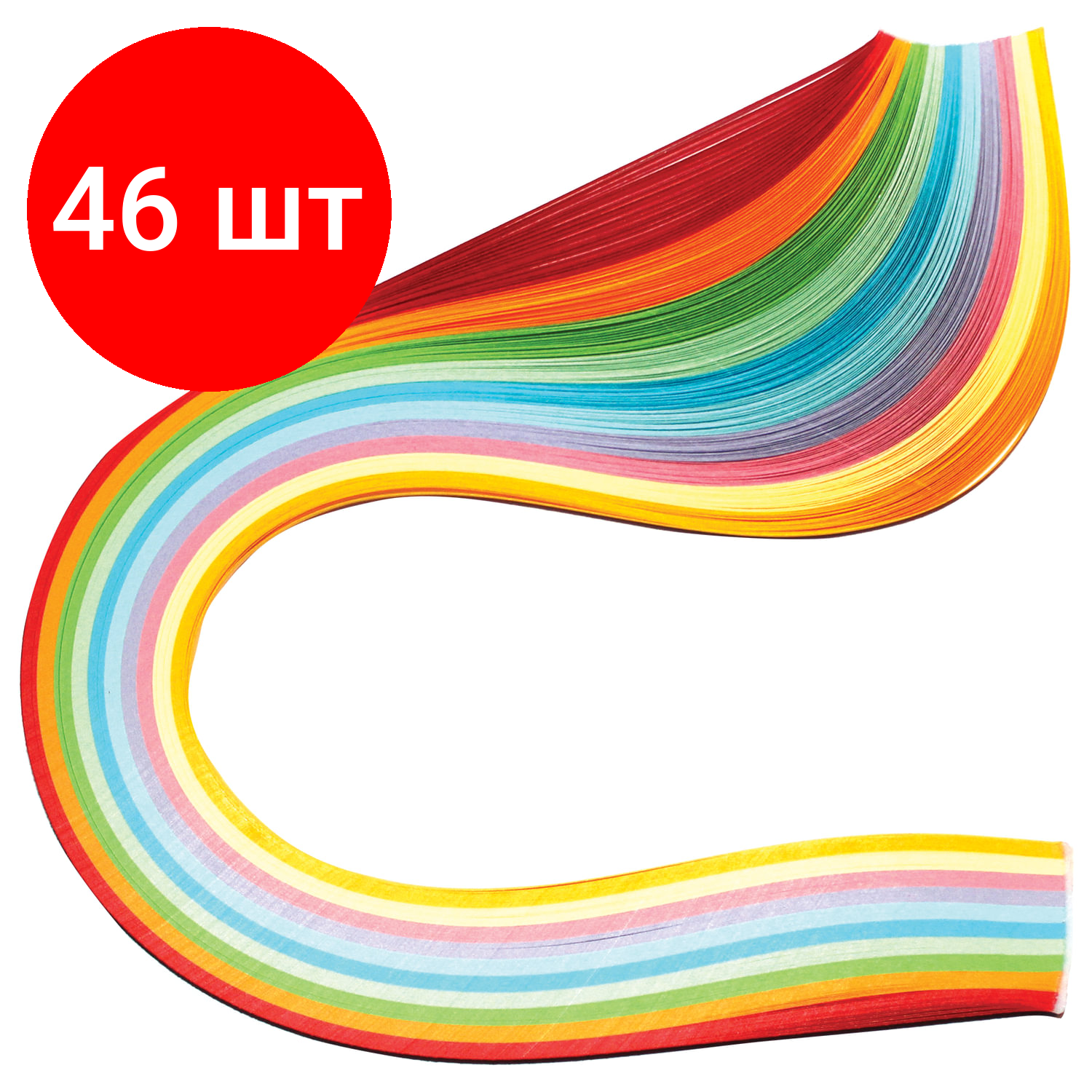 Комплект 46 шт, Бумага для квиллинга "Радуга", 10 цветов, 200 полос, 3 мм х 300 мм, 80 г/м2, остров сокровищ, 128750