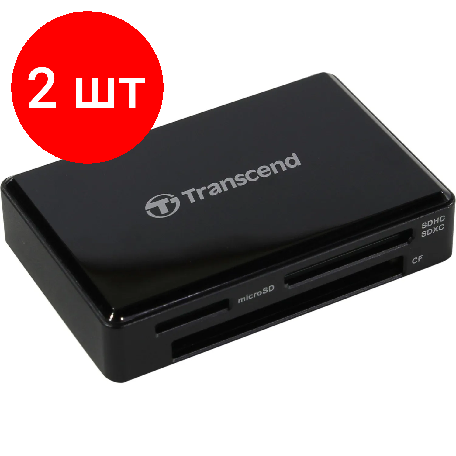 Комплект 2 штук, Картридер Transcend TS-RDF8K2 Multi-Card Reader Black USB 3.0