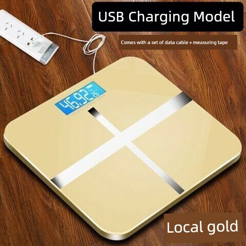USB весы с зарядкой, размер 26x26 см, роскошное золото для мониторинга веса дома