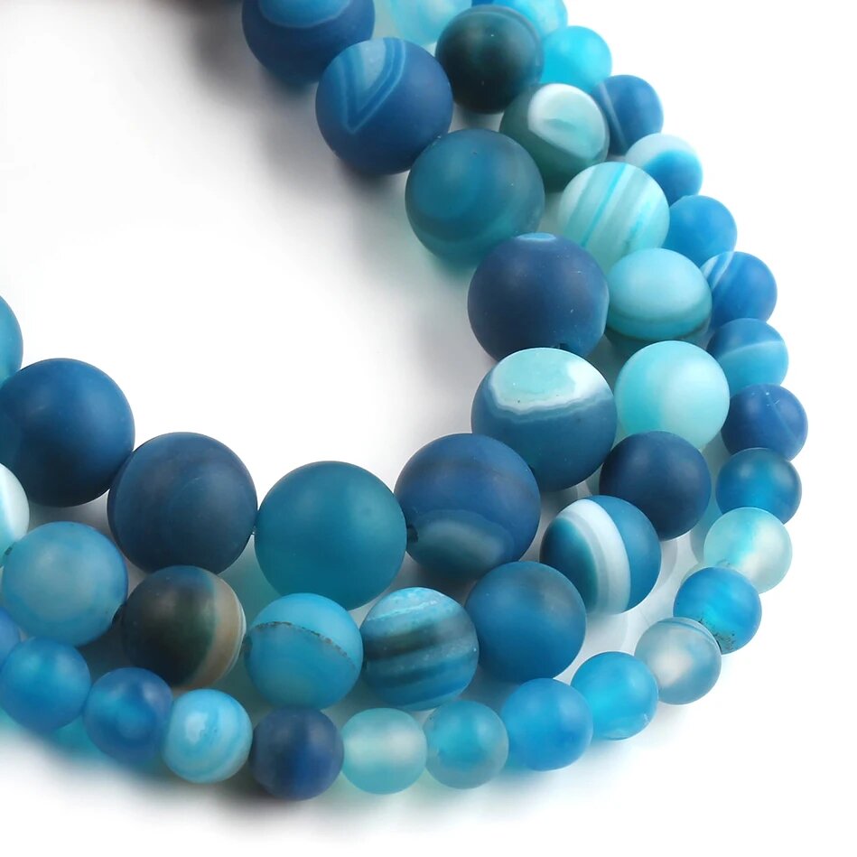 Матовые бусины GMB724 лабрадорит, бирюза, жасперы, снежинки для 6mm 61pcs beads, blue stripes agate
