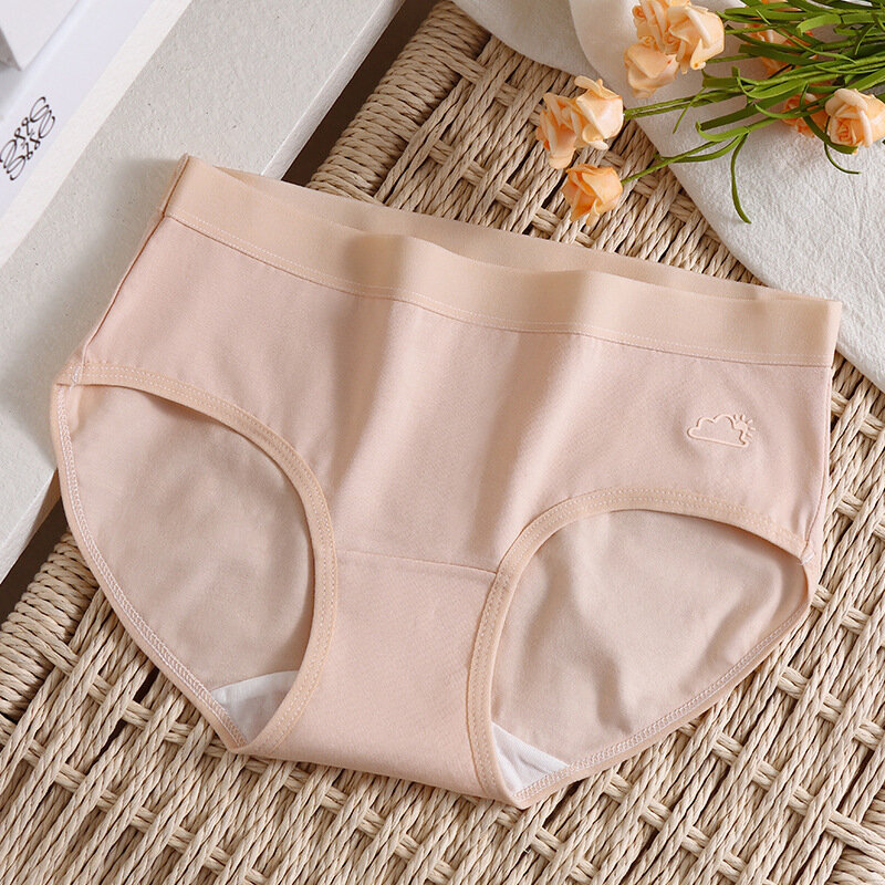 Простое женское антибактериальное белье средней посадки, класс А, чистое хлопковое белье для девочек, однотонное белье больших размеров, полностью хлопковое треугольное белье