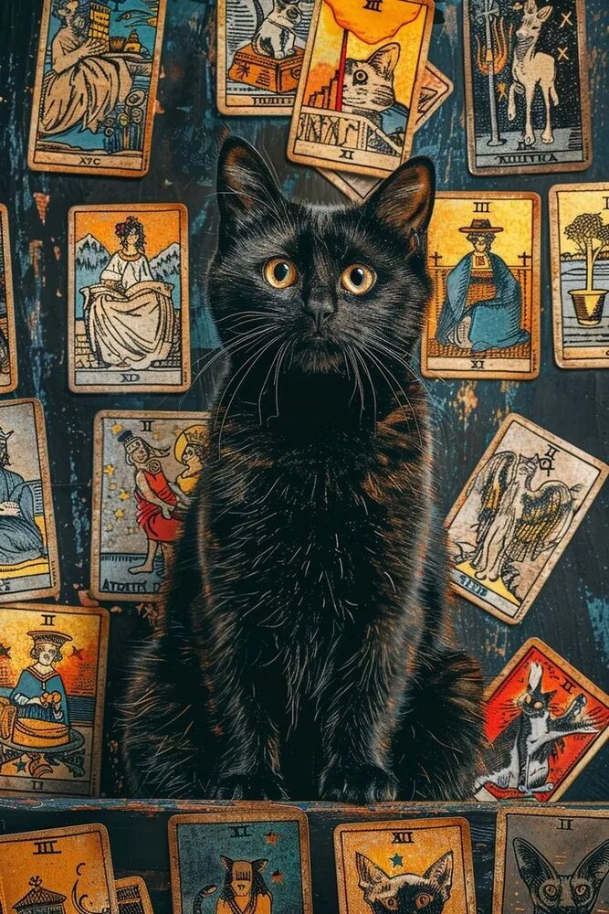 Алмазная живопись "Карты Таро, искусство, кошки", 5D, круглая, 40x50 см. Производитель: Brose Art.