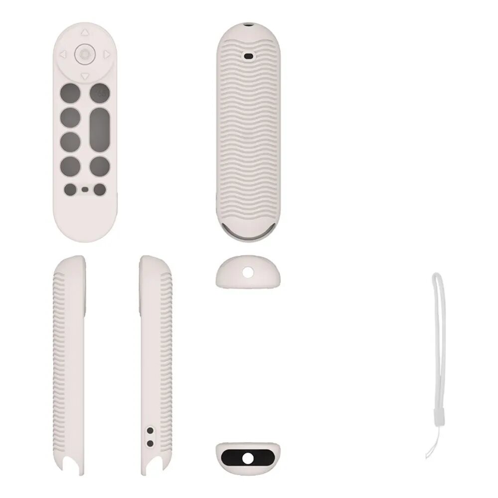 Силиконовый чехол для пульта дистанционного управления Google TV Streamer 4K, светло-бежевый, с люминесцентным эффектом и съёмной шнуркой