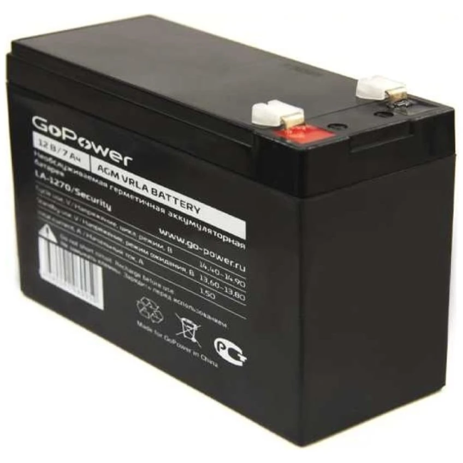 GoPower 00-00021454 Аккумулятор свинцово-кислотный GoPower LA-1270/security 12V 7Ah клеммы T1/ F1 (1/5)