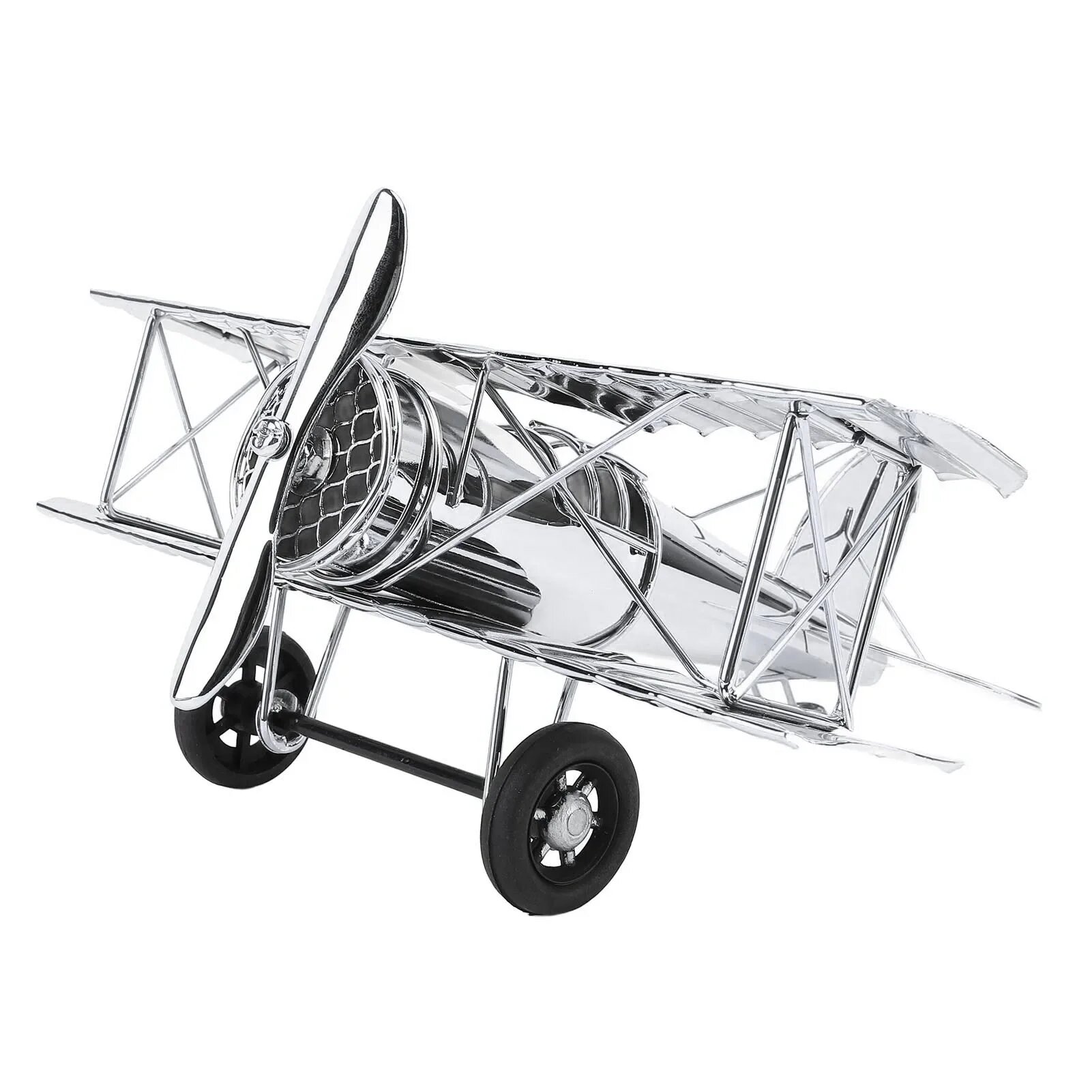 Винтаж металлический самолет серебристый